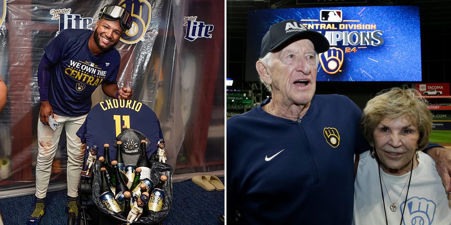 Jackson Chourio celebrates Brewers' clinch with stroller of non ...