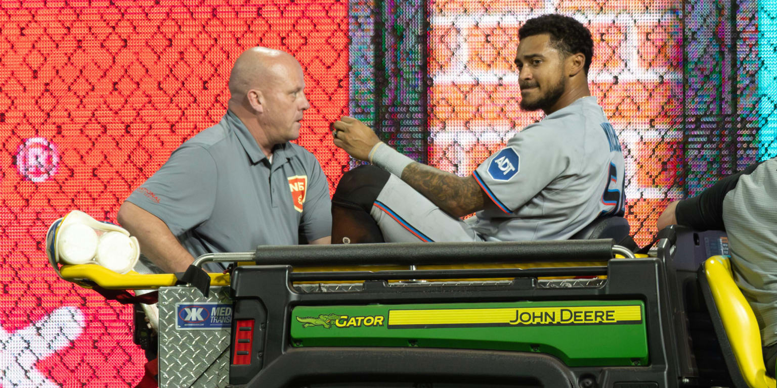Dane Myers exits Marlins game early with right knee injury
