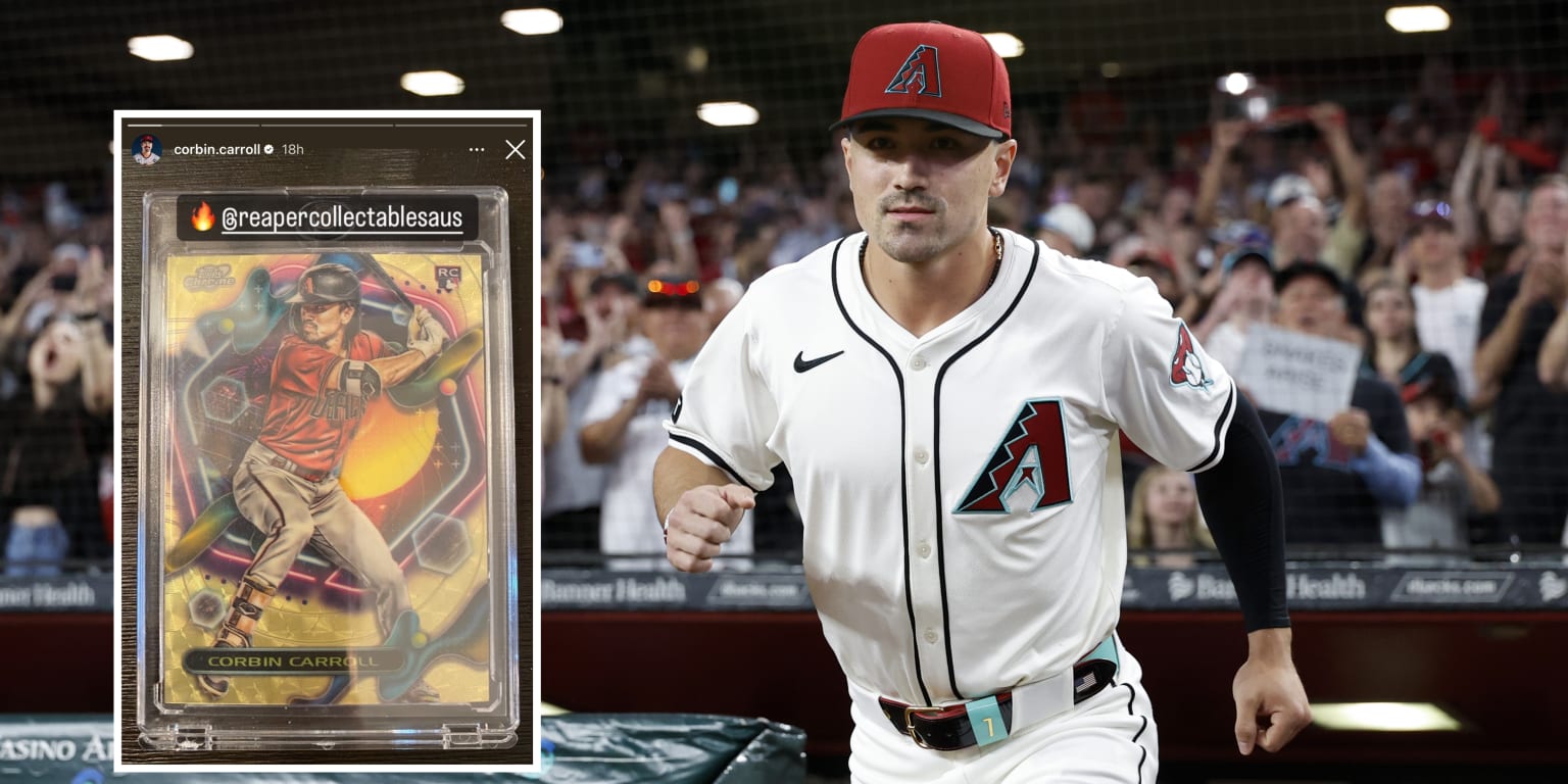 Corbin Carroll on his baseball card collection