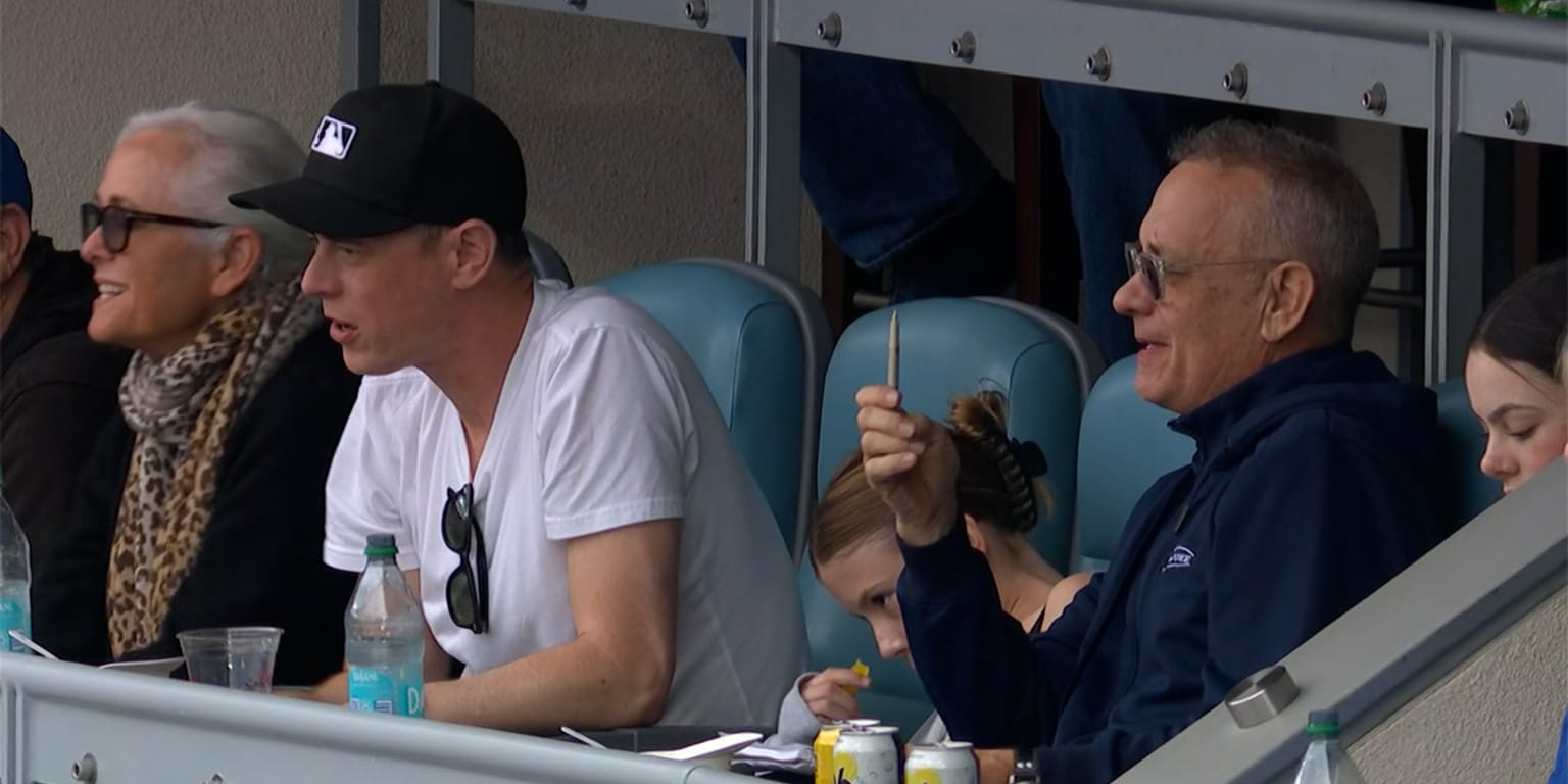 Tom Hanks attends Opening Day at Dodger Stadium