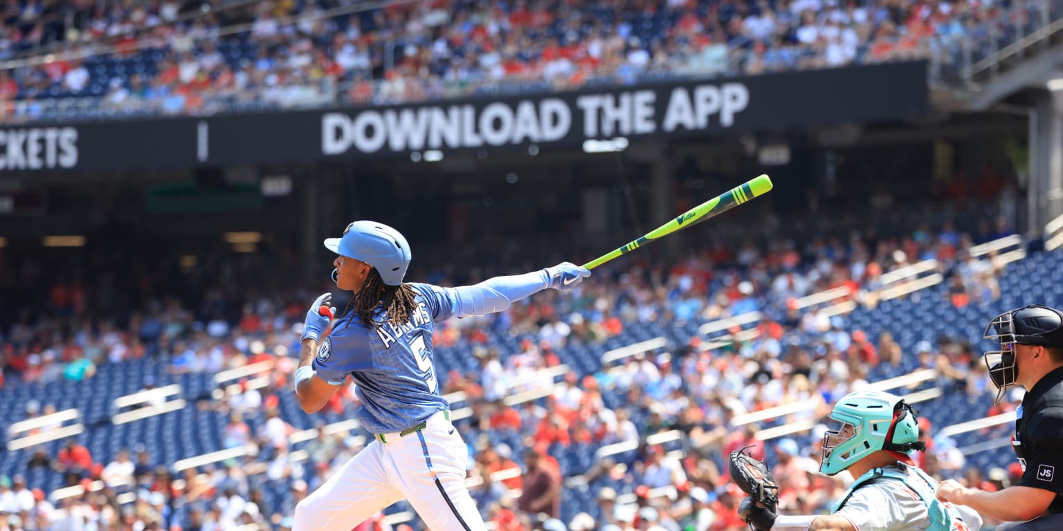 CJ Abrams uses alien bat during Players' Weekend