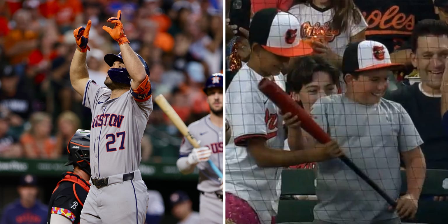 Jose Altuve homers, gives bat to kid