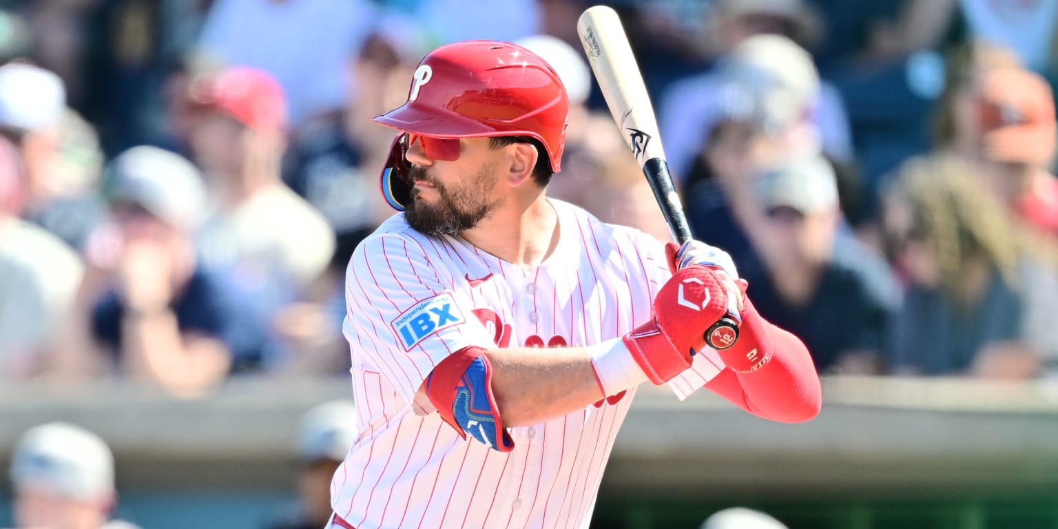 Kyle Schwarber working on first-base skills in Phillies camp