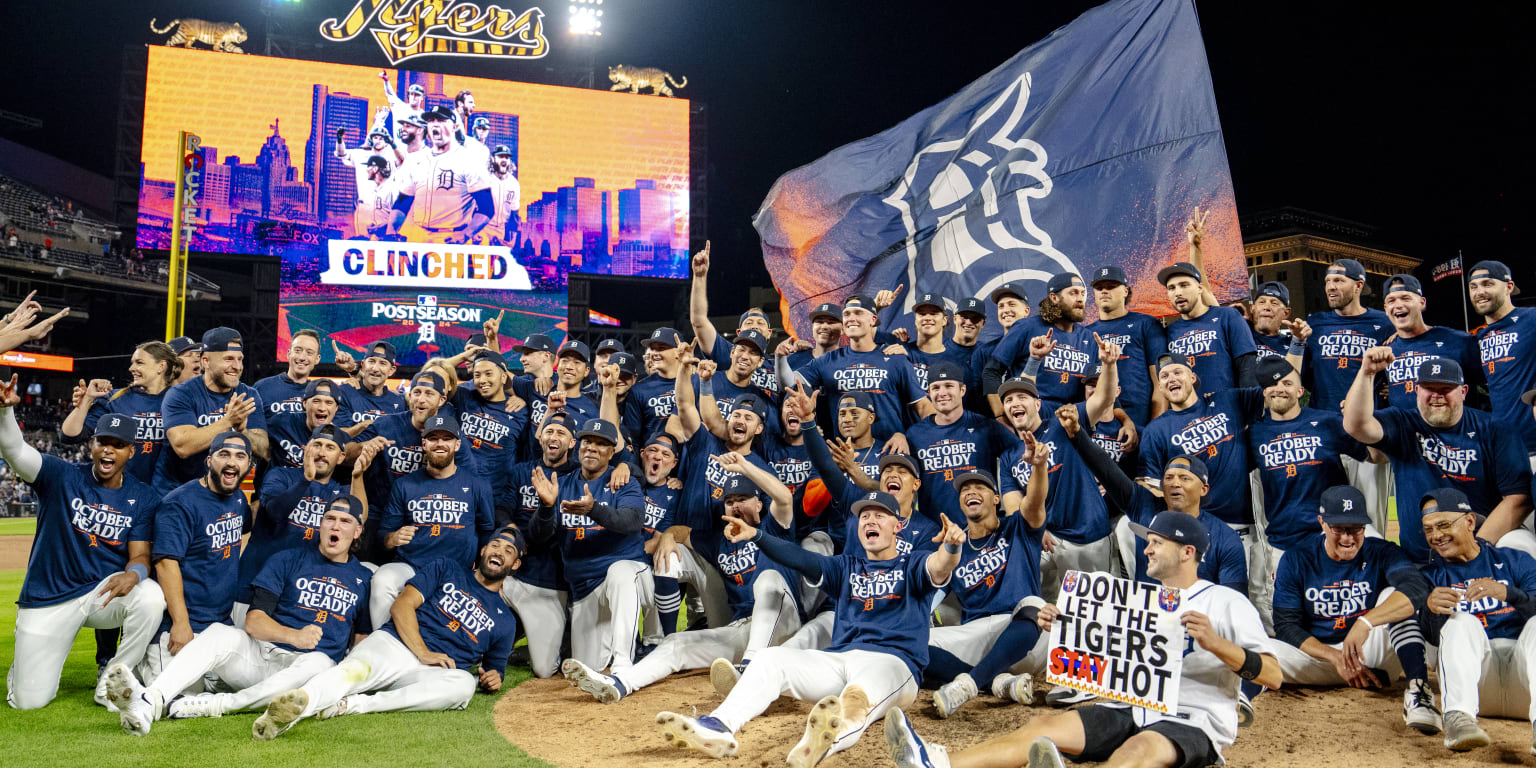 Tigers superfan joins team for on-field celebration after playoff clinch