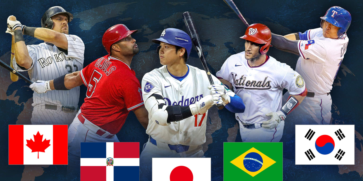 Most home runs by MLB player born in each country