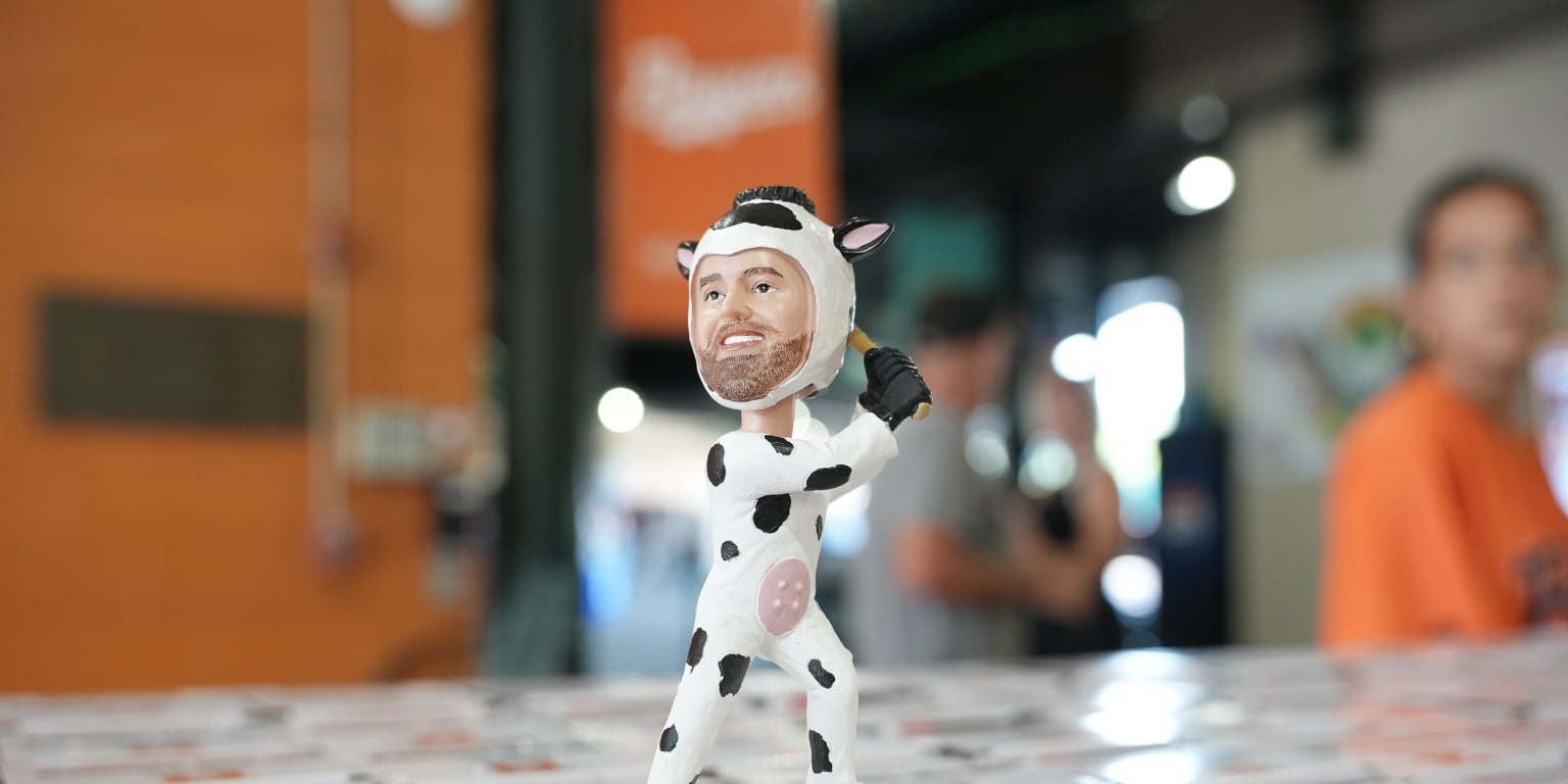 Colton Cowser cow-themed bobblehead for Chesapeake Baysox