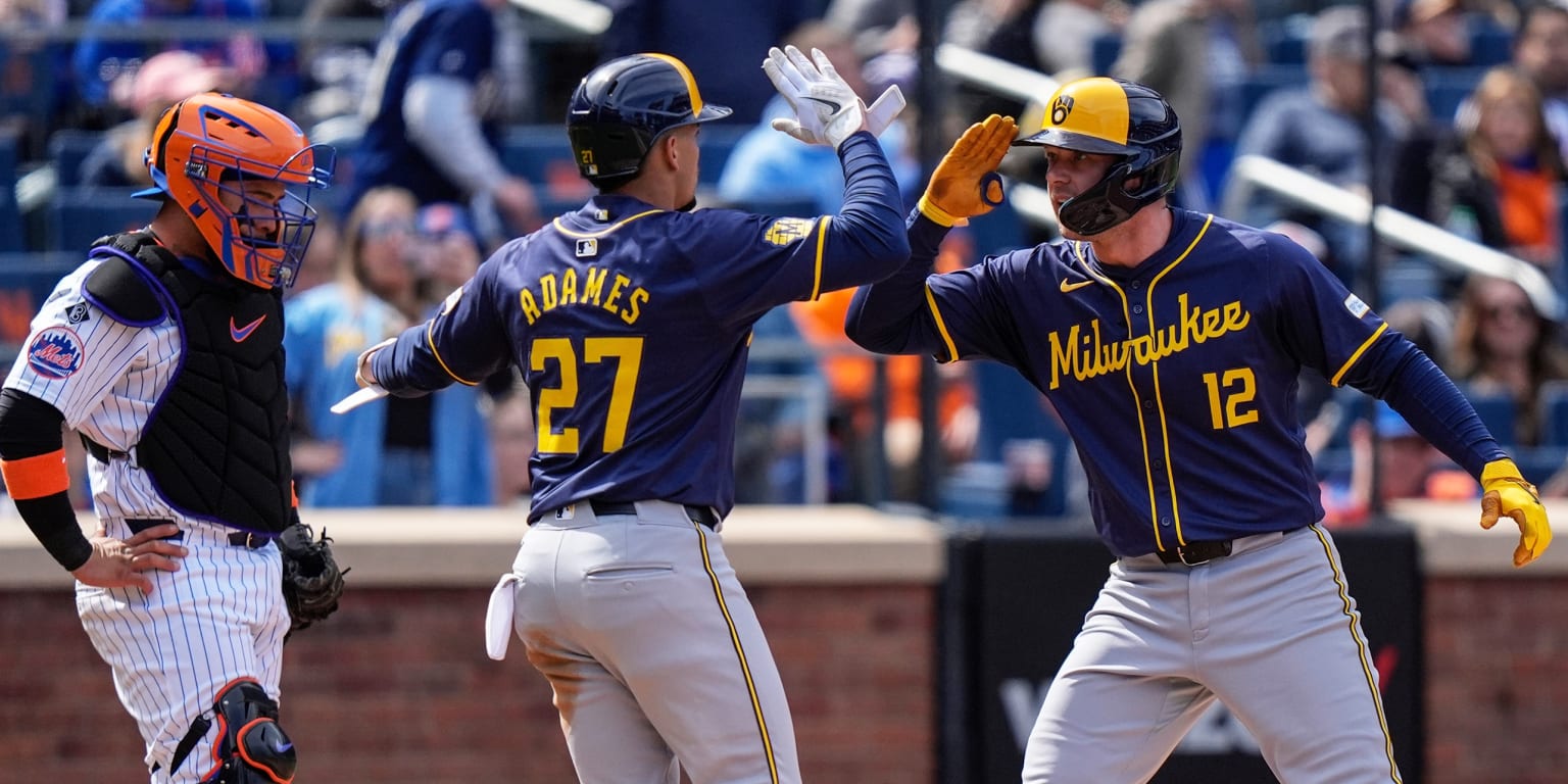 Rhys Hoskins hits first home run with Brewers vs. Mets