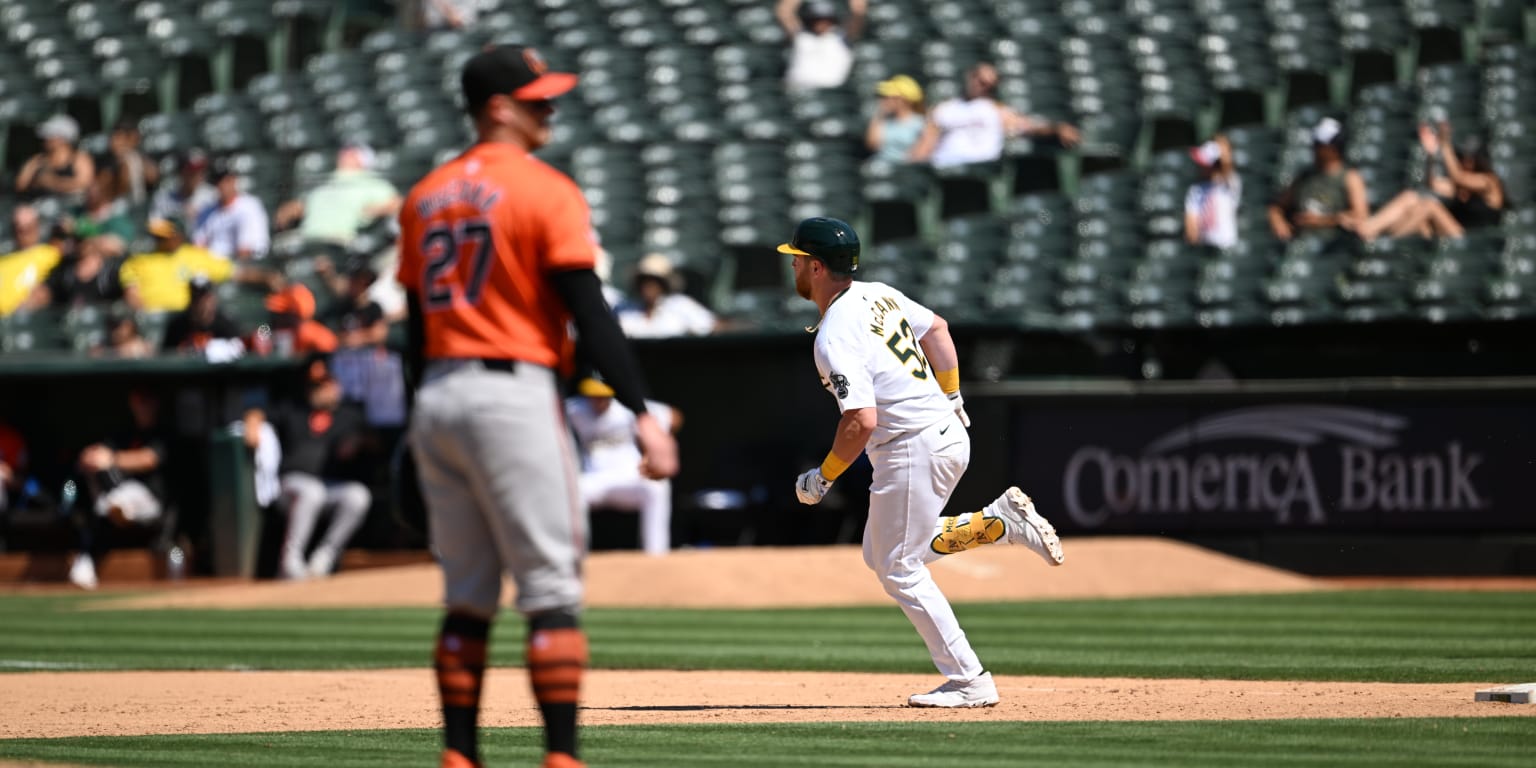 Kyle McCann homers off James McCann in A's win over Orioles