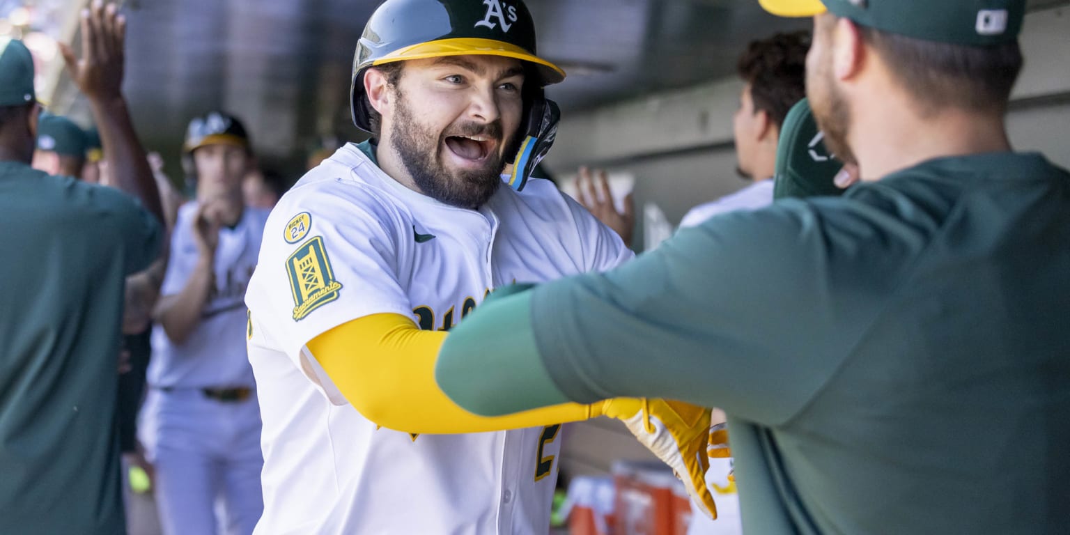 Shea Langeliers ties career high with 5 RBIs in Athletics' win