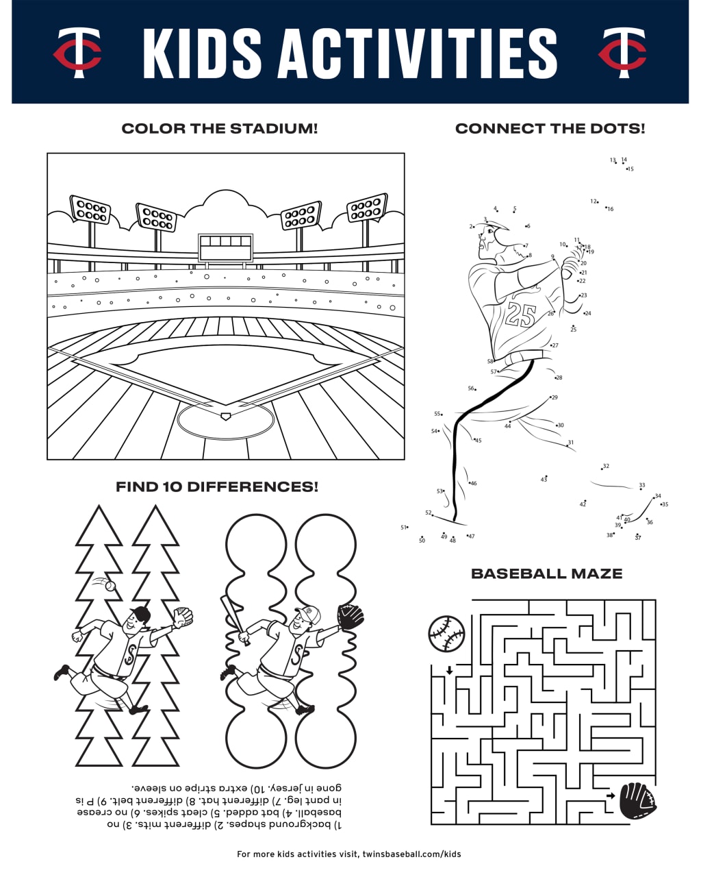 Kids Activity Sheets | Minnesota Twins