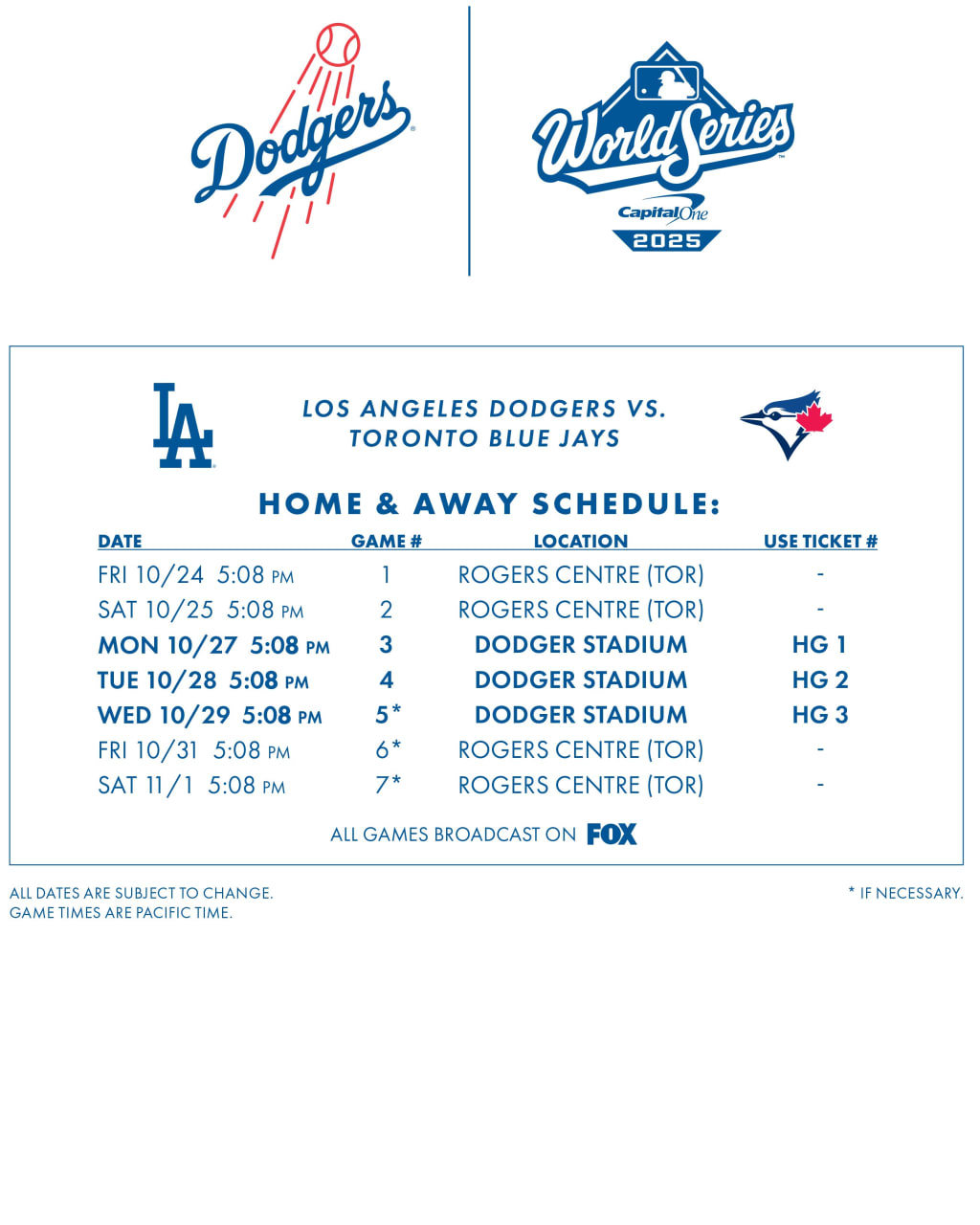 Postseason Information | Los Angeles Dodgers