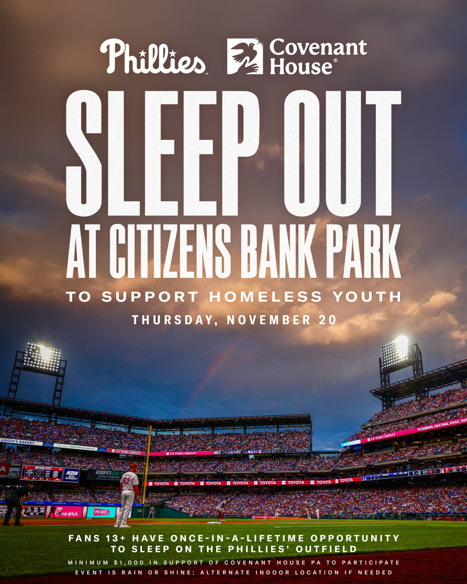 Press release: Phillies & Covenant House announce Sleep Out at Citizens ...