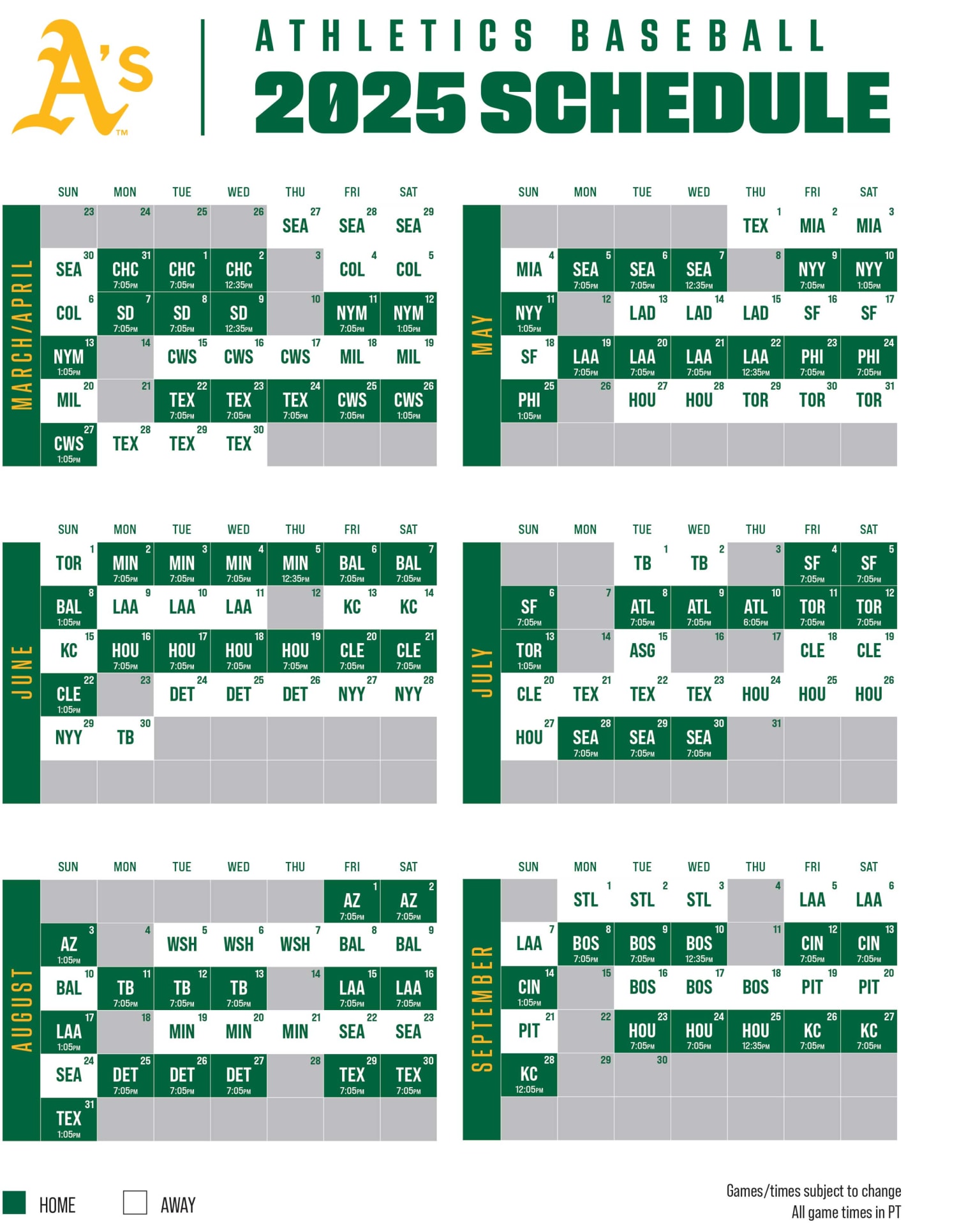 Printable Schedules | Athletics