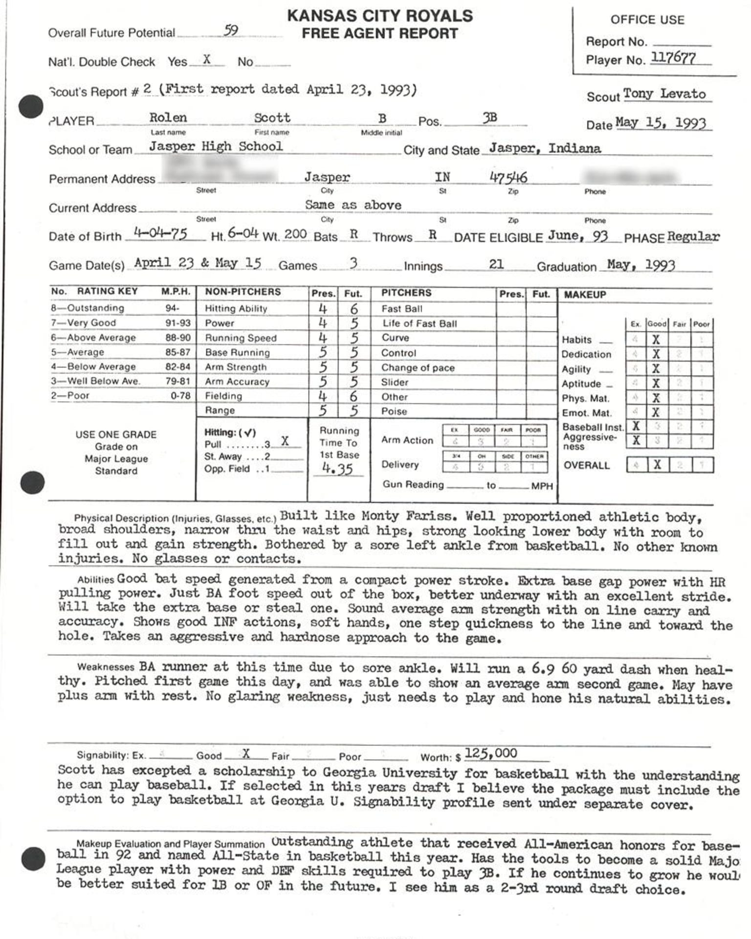The scouting of Hall of Famer Scott Rolen
