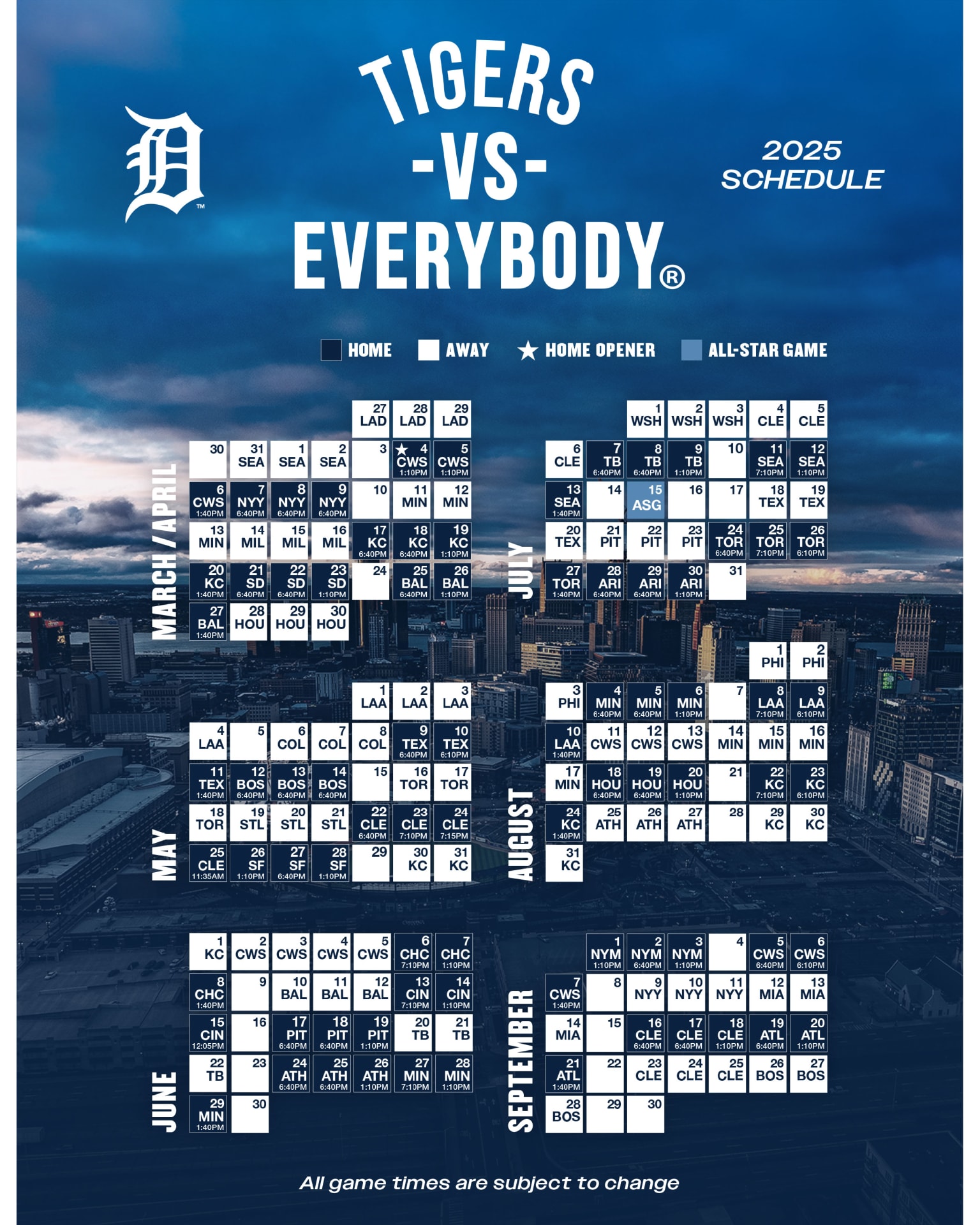 Printable Schedule | Detroit Tigers