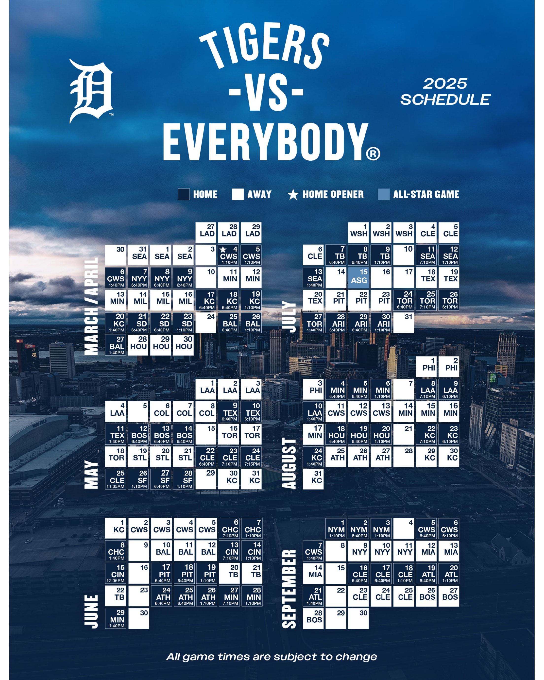 Printable Schedule | Detroit Tigers