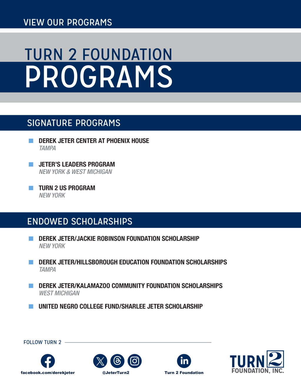 Programs | Derek Jeter's Turn 2 Foundation | MLB.com