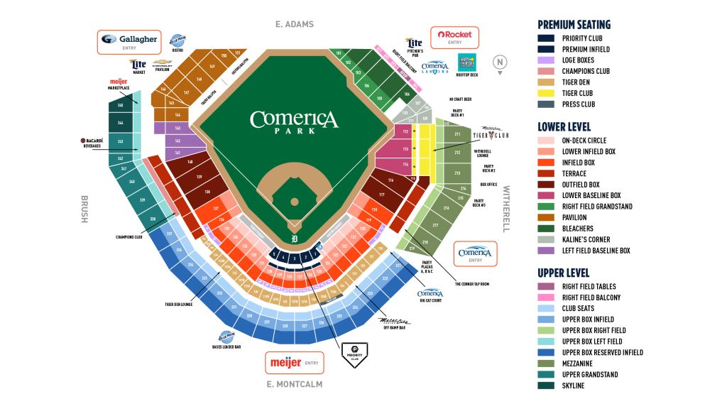 Comerica Park Seating Map | Detroit Tigers