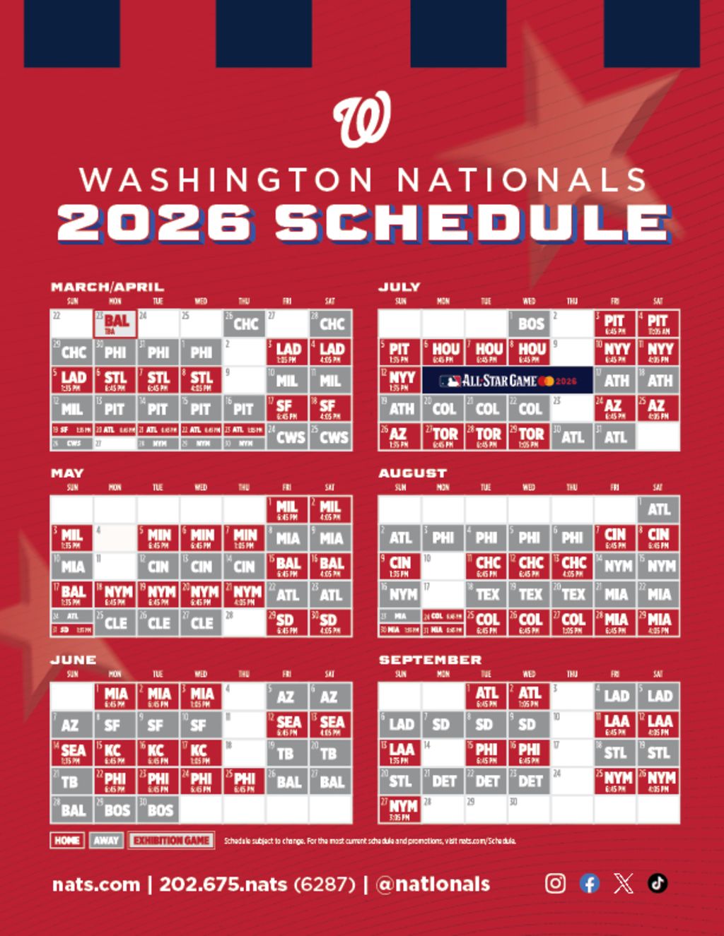 Nationals Printable Schedule | Washington Nationals