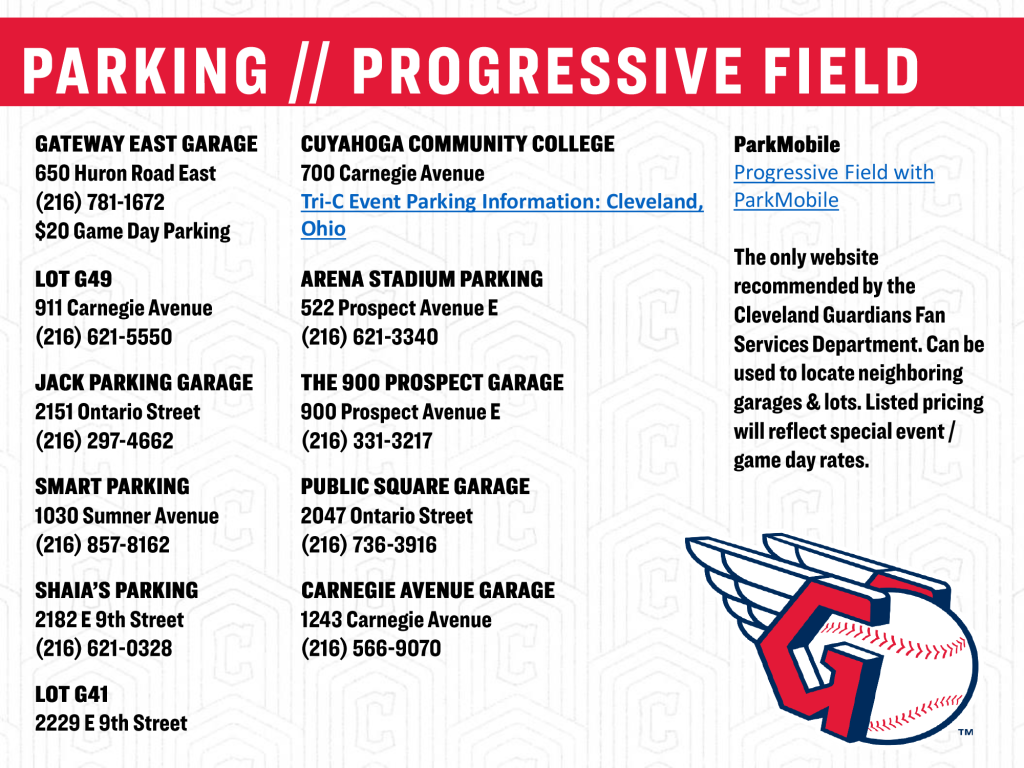 Group Tickets - Parking | Cleveland Guardians