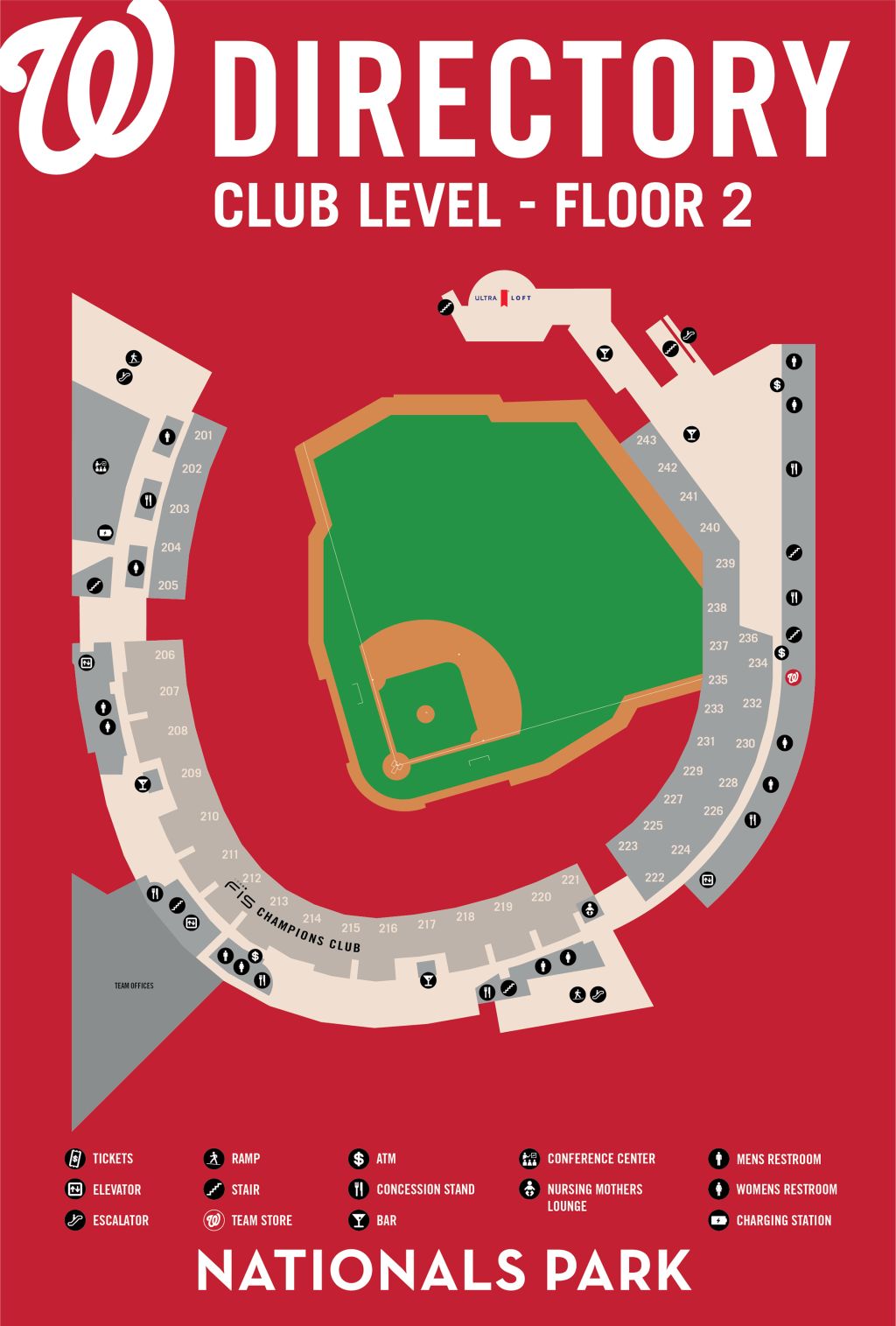 Nationals Park Directory Maps | Washington Nationals