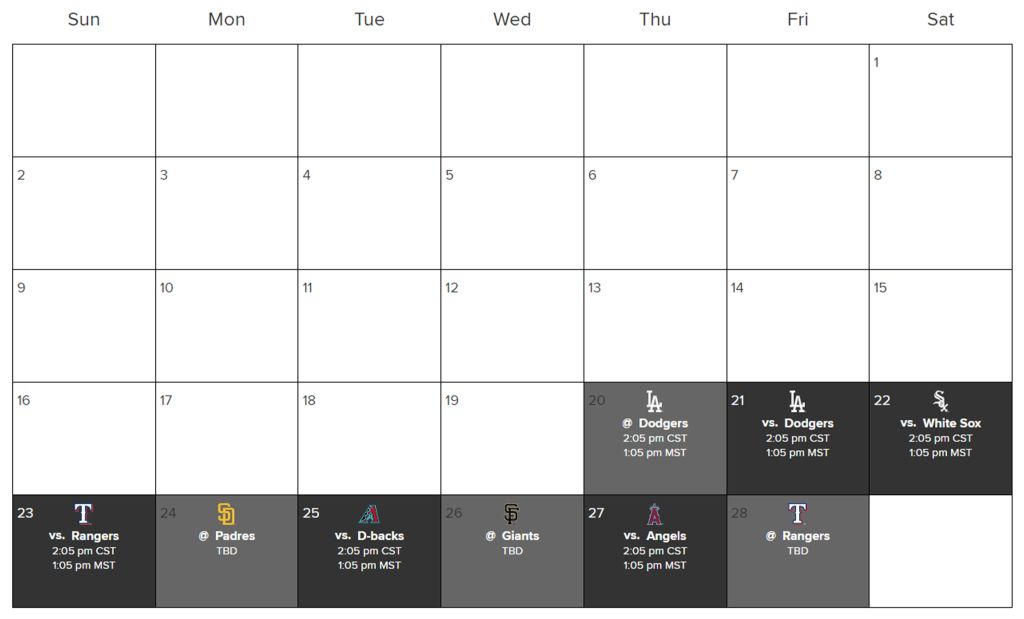 Spring Training Schedule | Sloan Park | Chicago Cubs