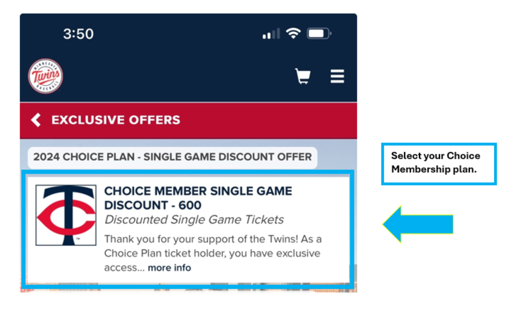 Choice Membership on Mobile | Minnesota Twins