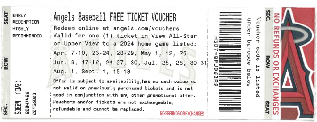 Voucher Redemption | Los Angeles Angels