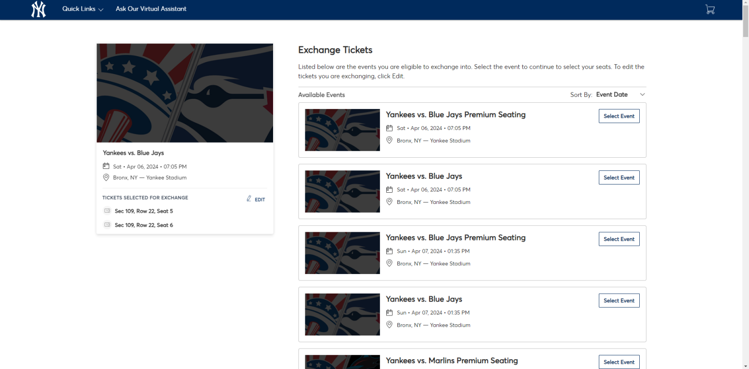 Future Game Ticket Exchange Program Process | New York Yankees
