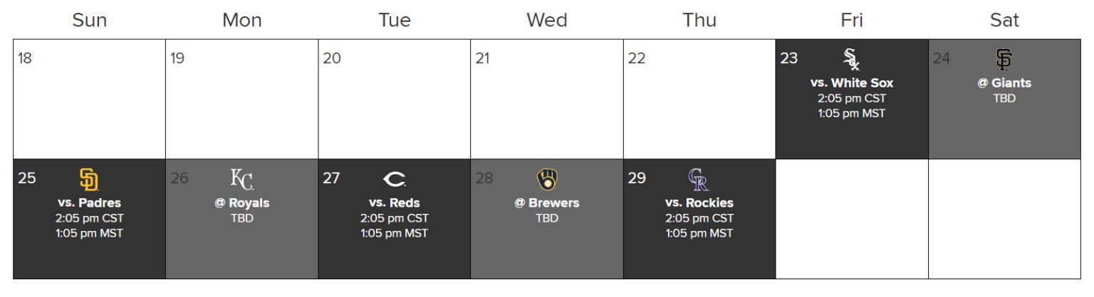 Spring Training Schedule | Sloan Park | Chicago Cubs