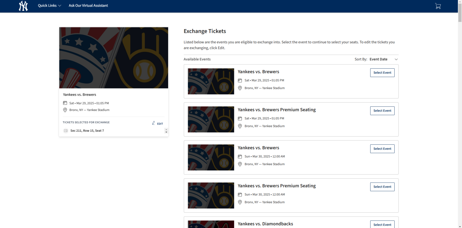 Future Game Ticket Exchange Program Process | New York Yankees