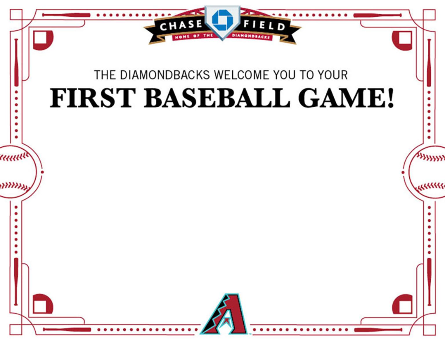 First Game Certificate Generator | Arizona Diamondbacks