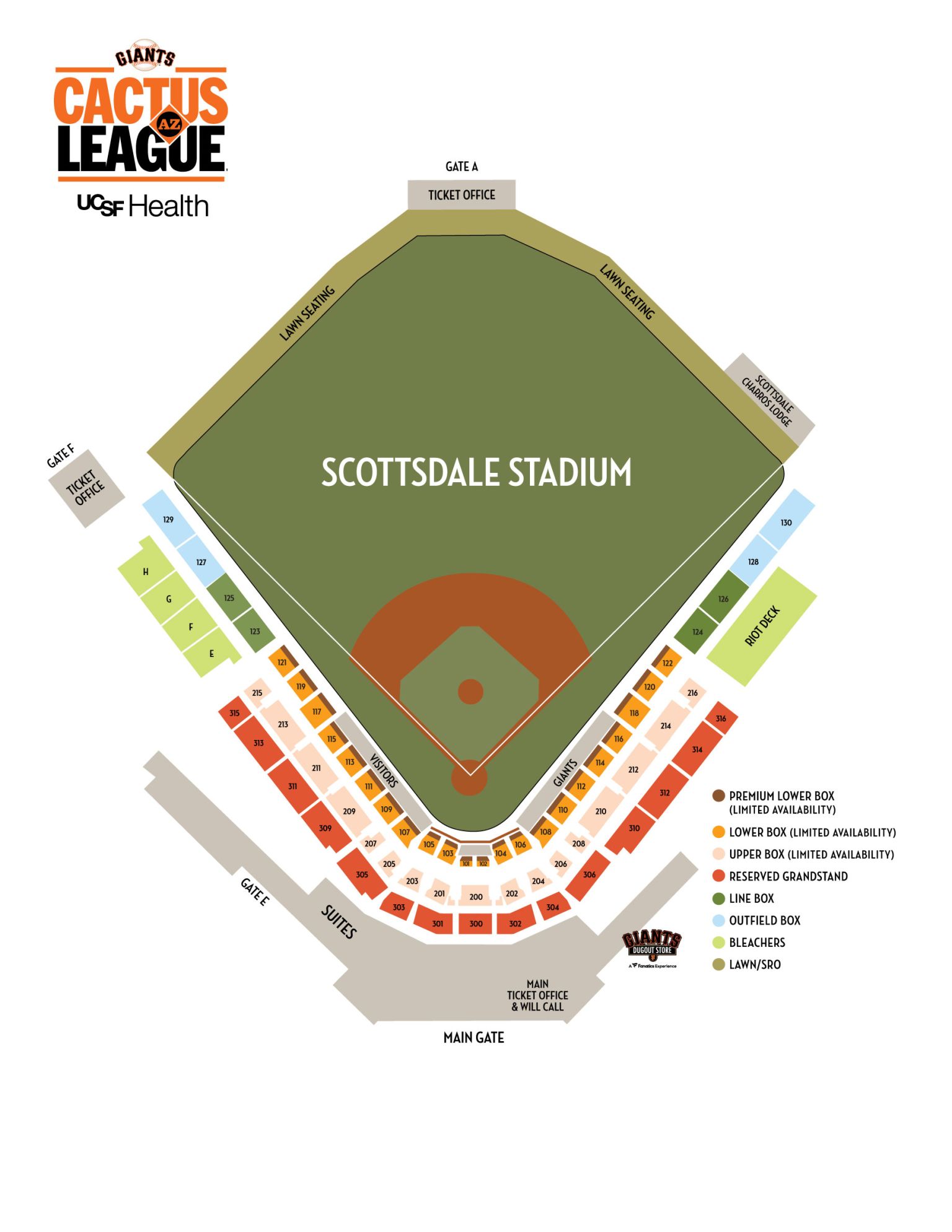 Scottsdale Stadium | Seating Chart | San Francisco Giants