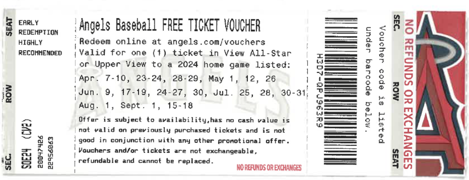 Voucher Redemption | Los Angeles Angels