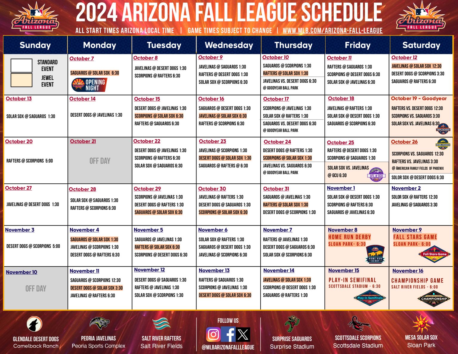 2024 Arizona Fall League Schedule | Sloan Park | Chicago Cubs