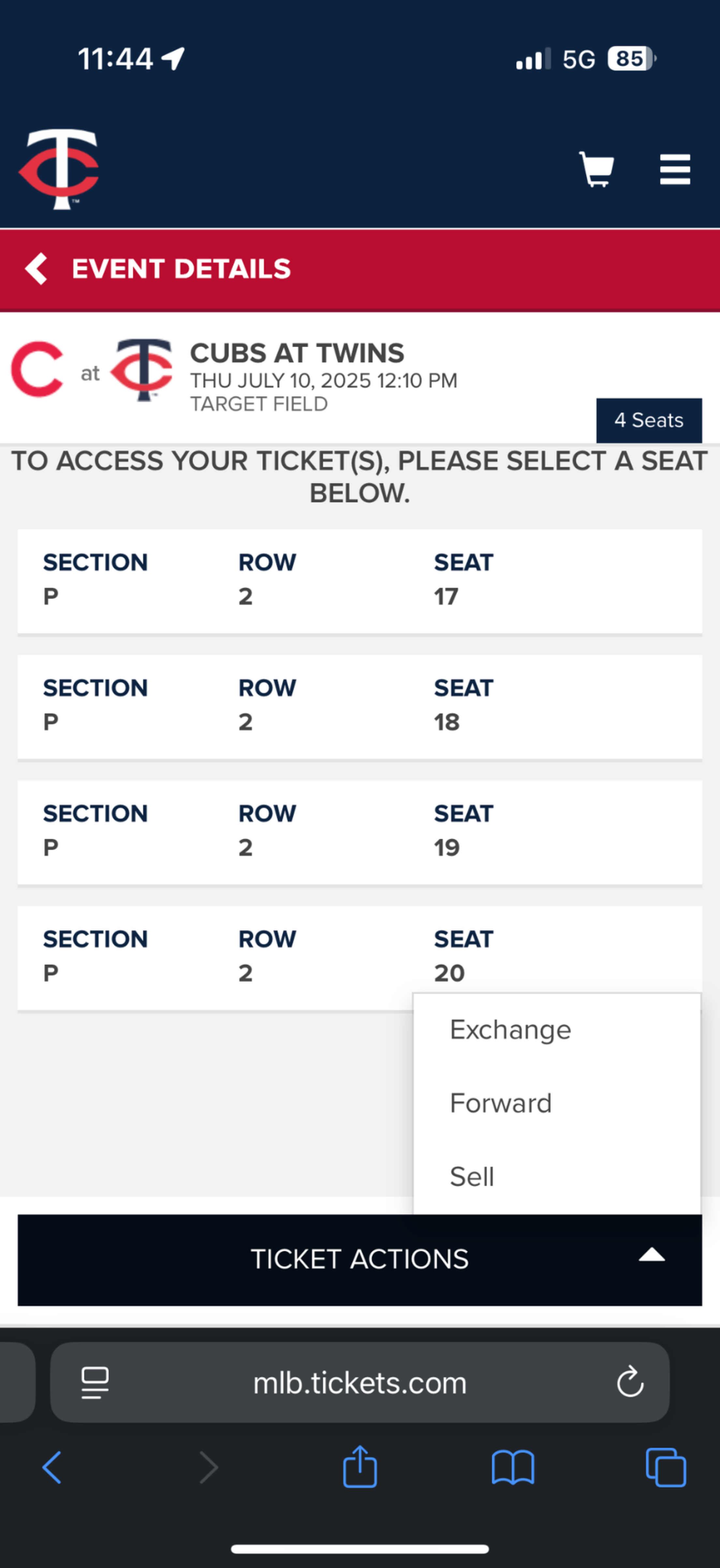 Mobile Ticket Exchanges | Minnesota Twins