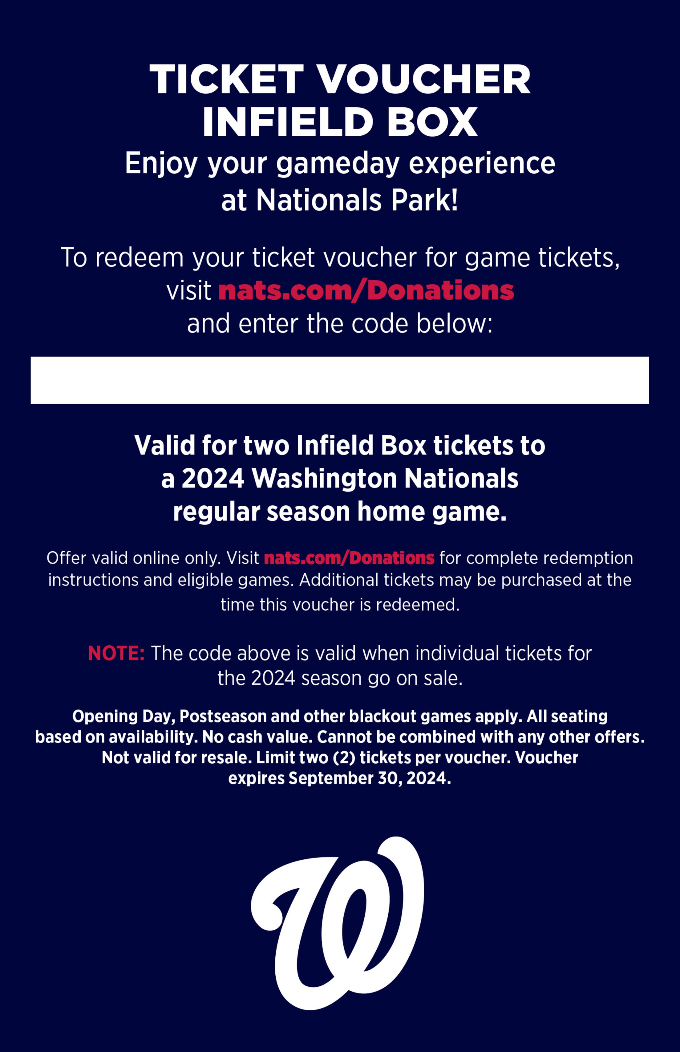 Ticket Redemption Information | Washington Nationals
