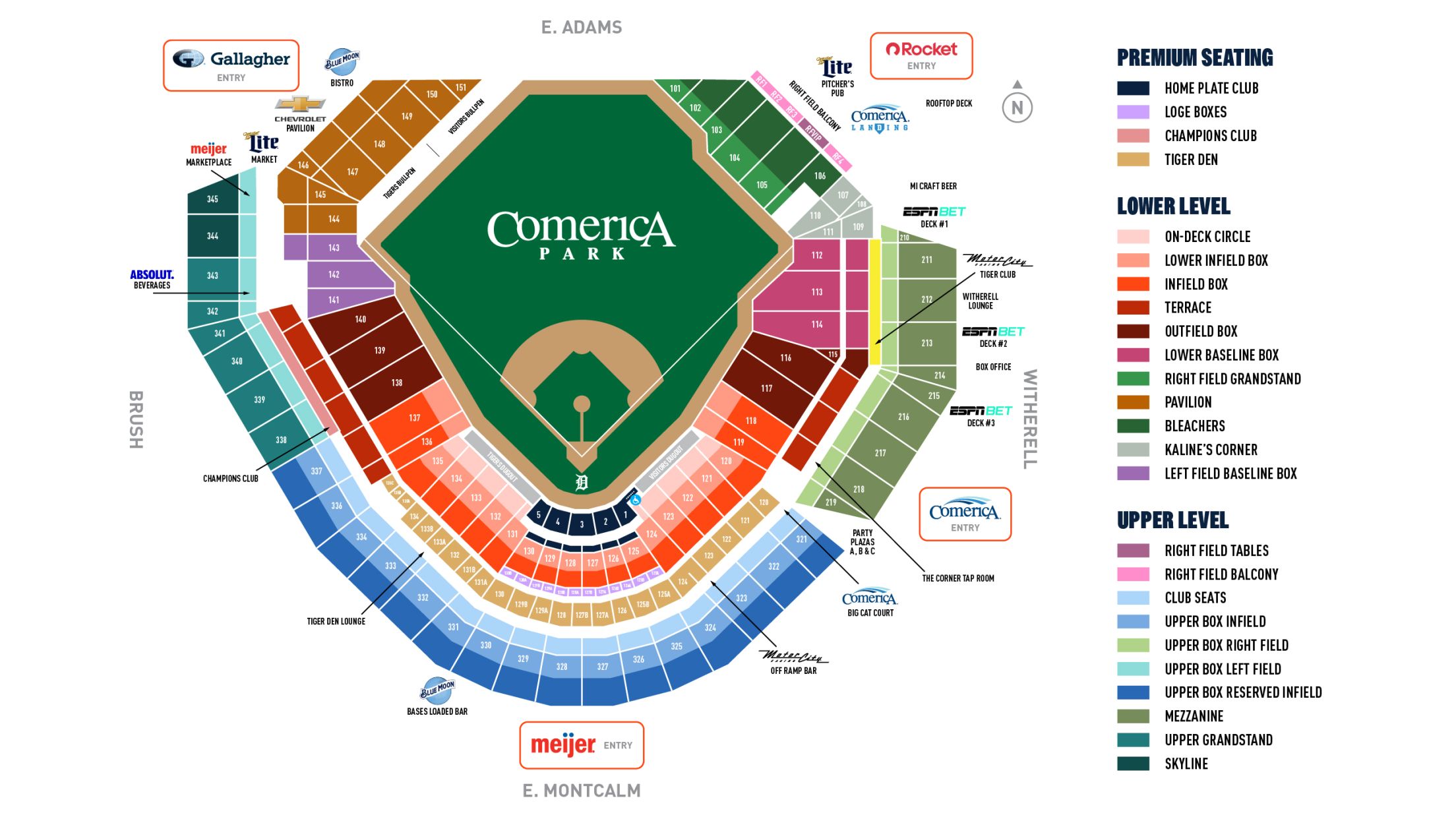 Comerica Park Seating Map | Detroit Tigers