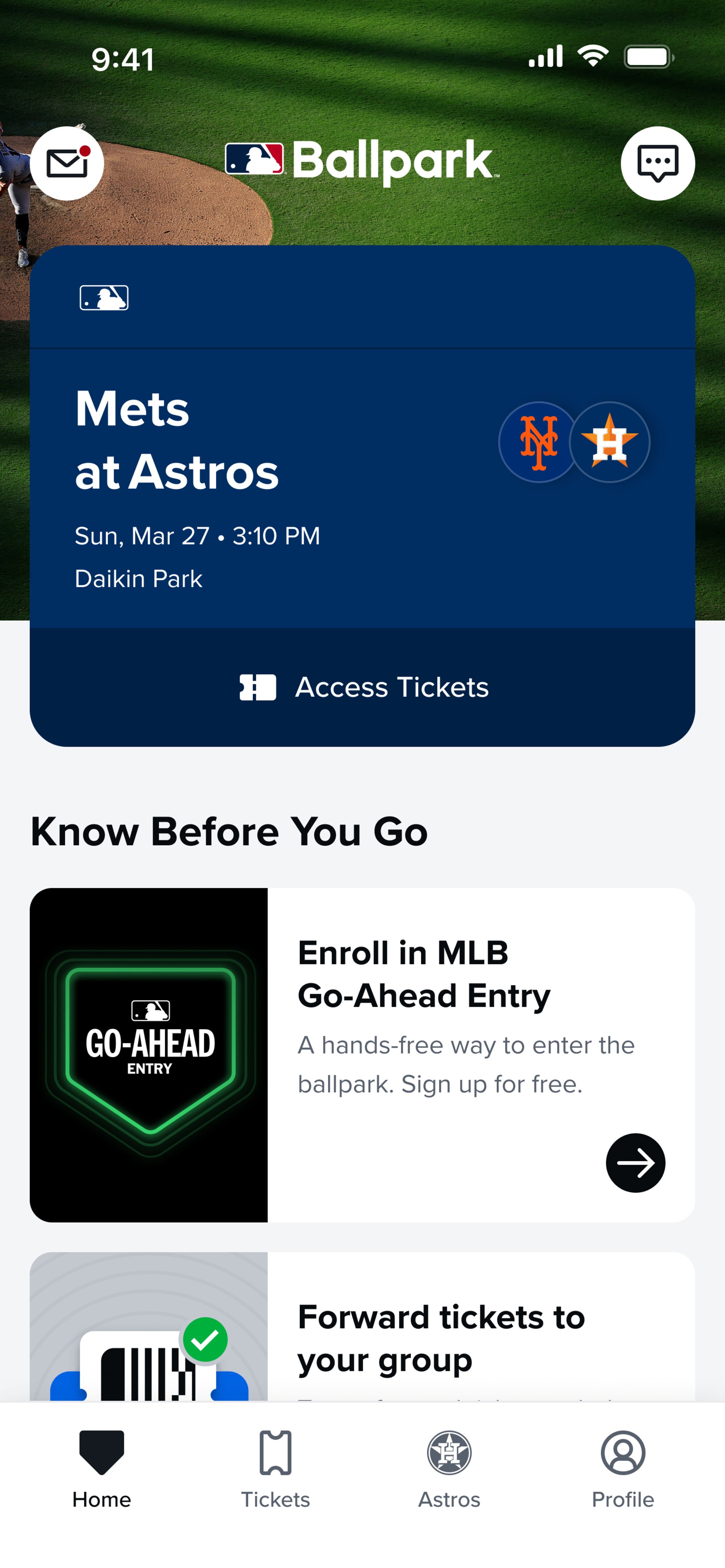 MLB Ballpark app | Houston Astros