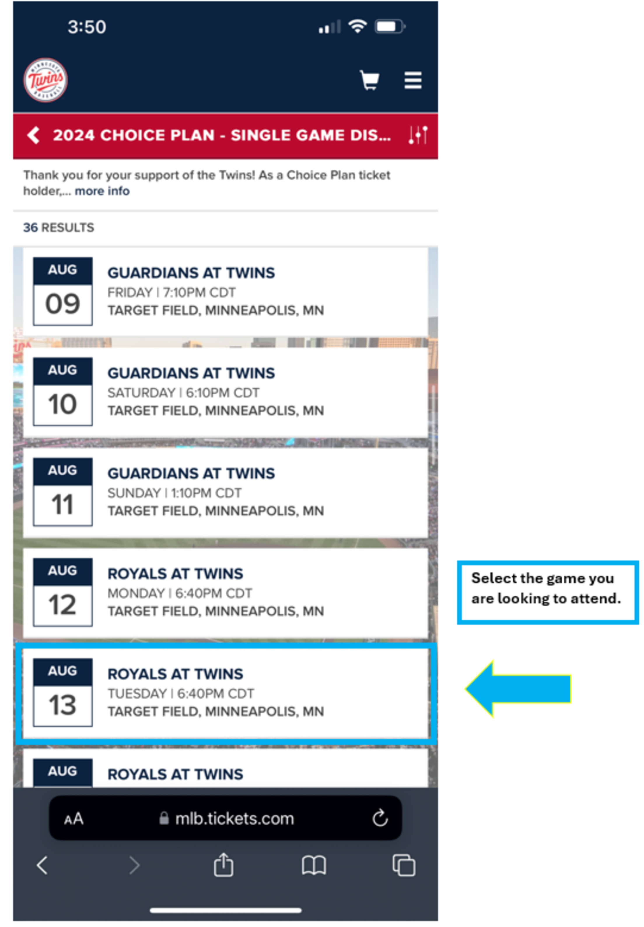 Choice Membership on Mobile | Minnesota Twins