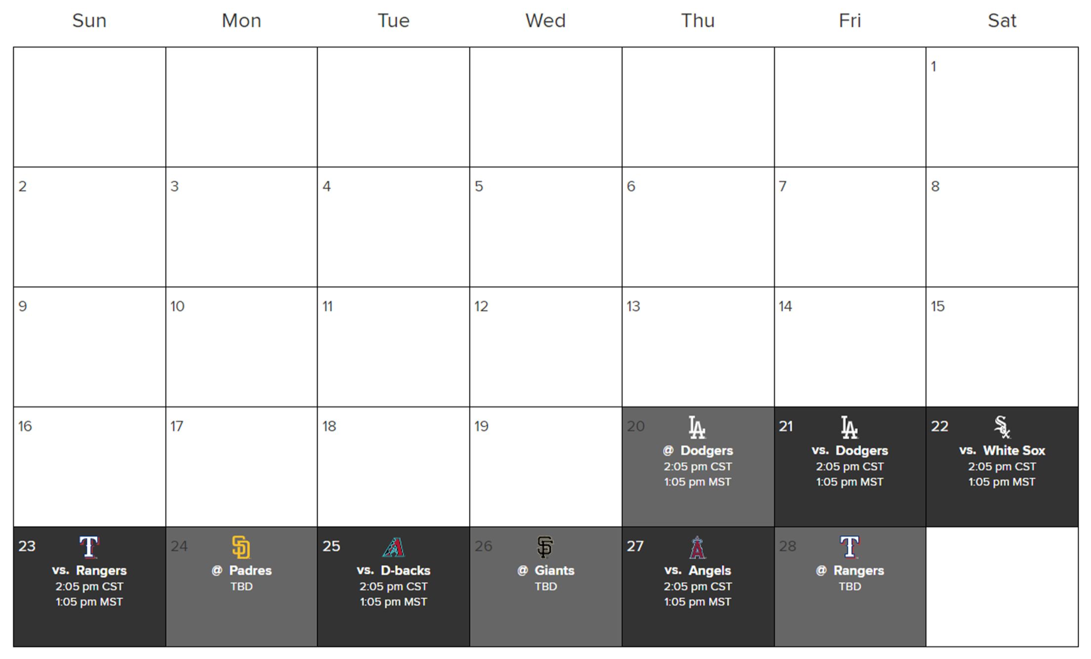 Spring Training Schedule | Sloan Park | Chicago Cubs