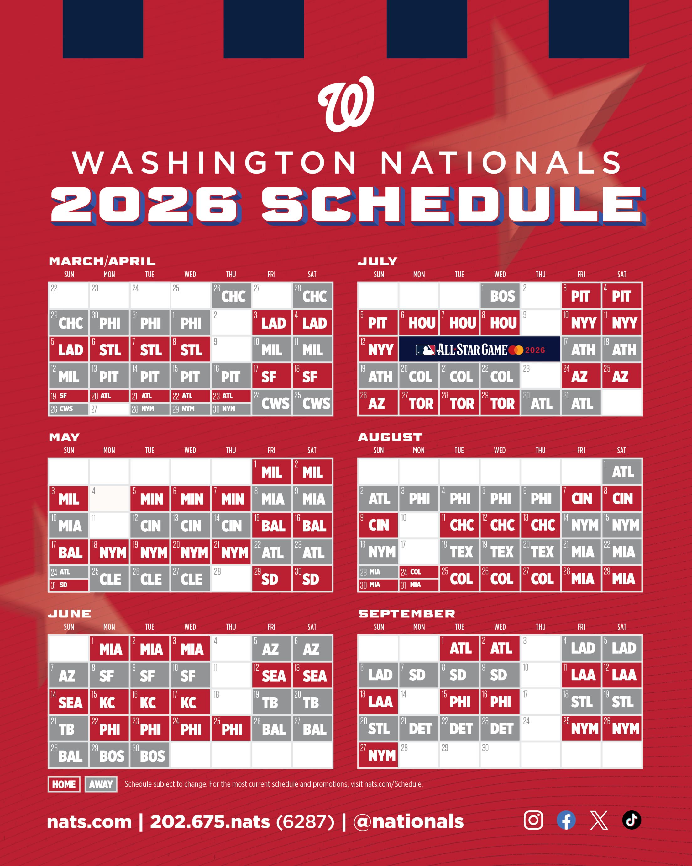 Nationals Printable Schedule | Washington Nationals