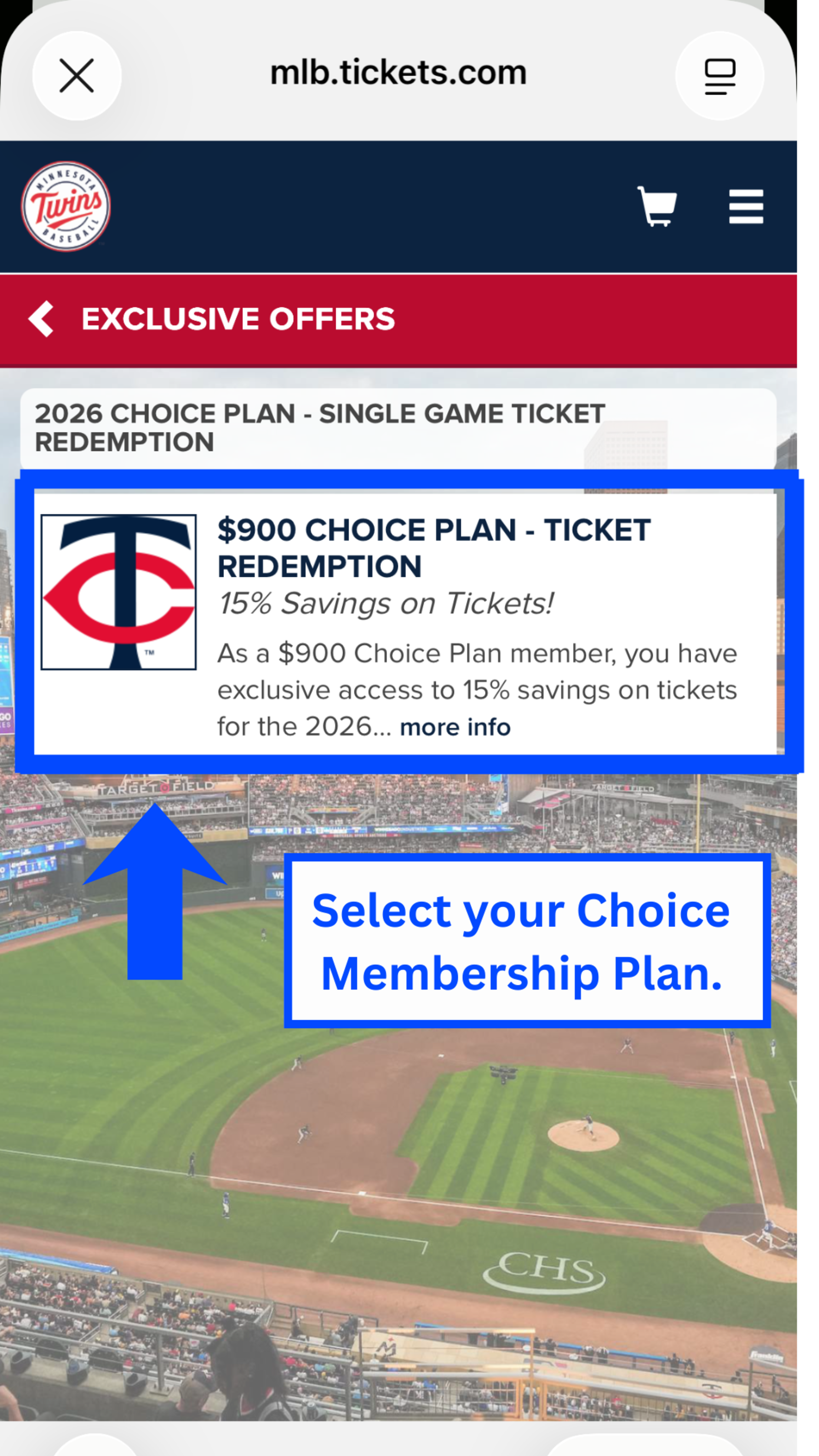 Choice Membership on Mobile | Minnesota Twins