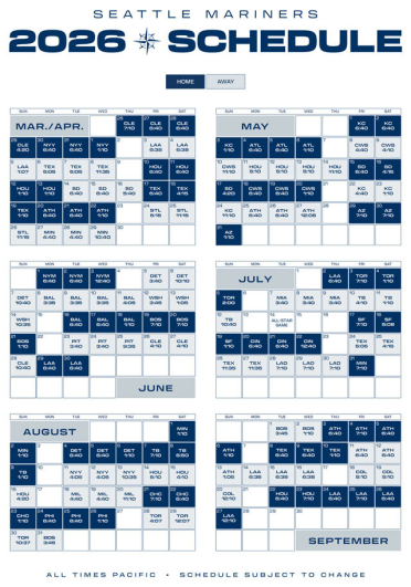 Printable Schedule | Seattle Mariners