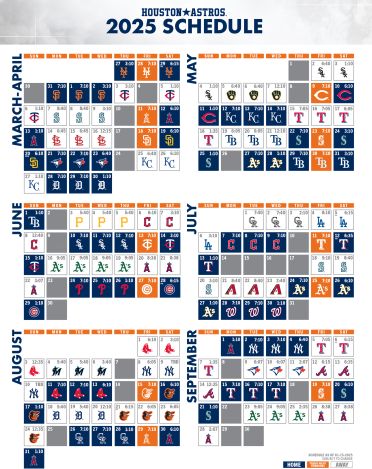 Astros Printable Schedule | Houston Astros