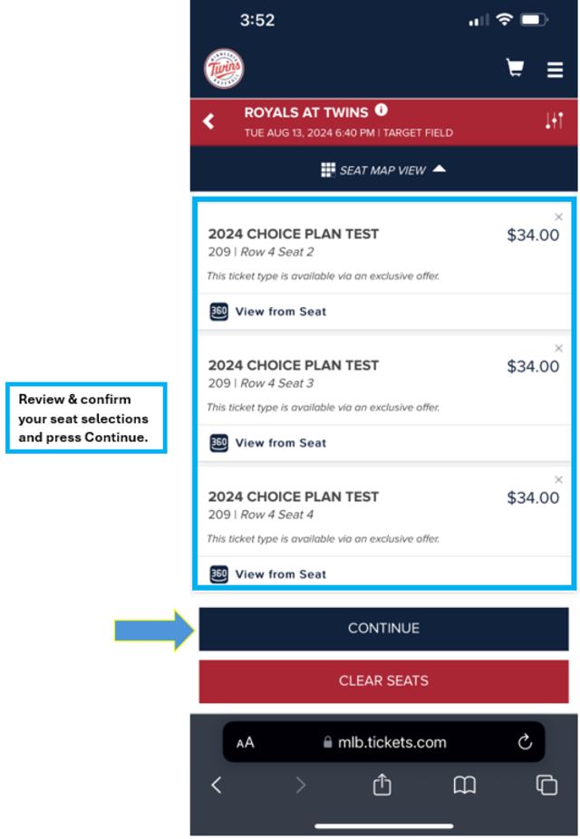 Choice Membership on Mobile | Minnesota Twins