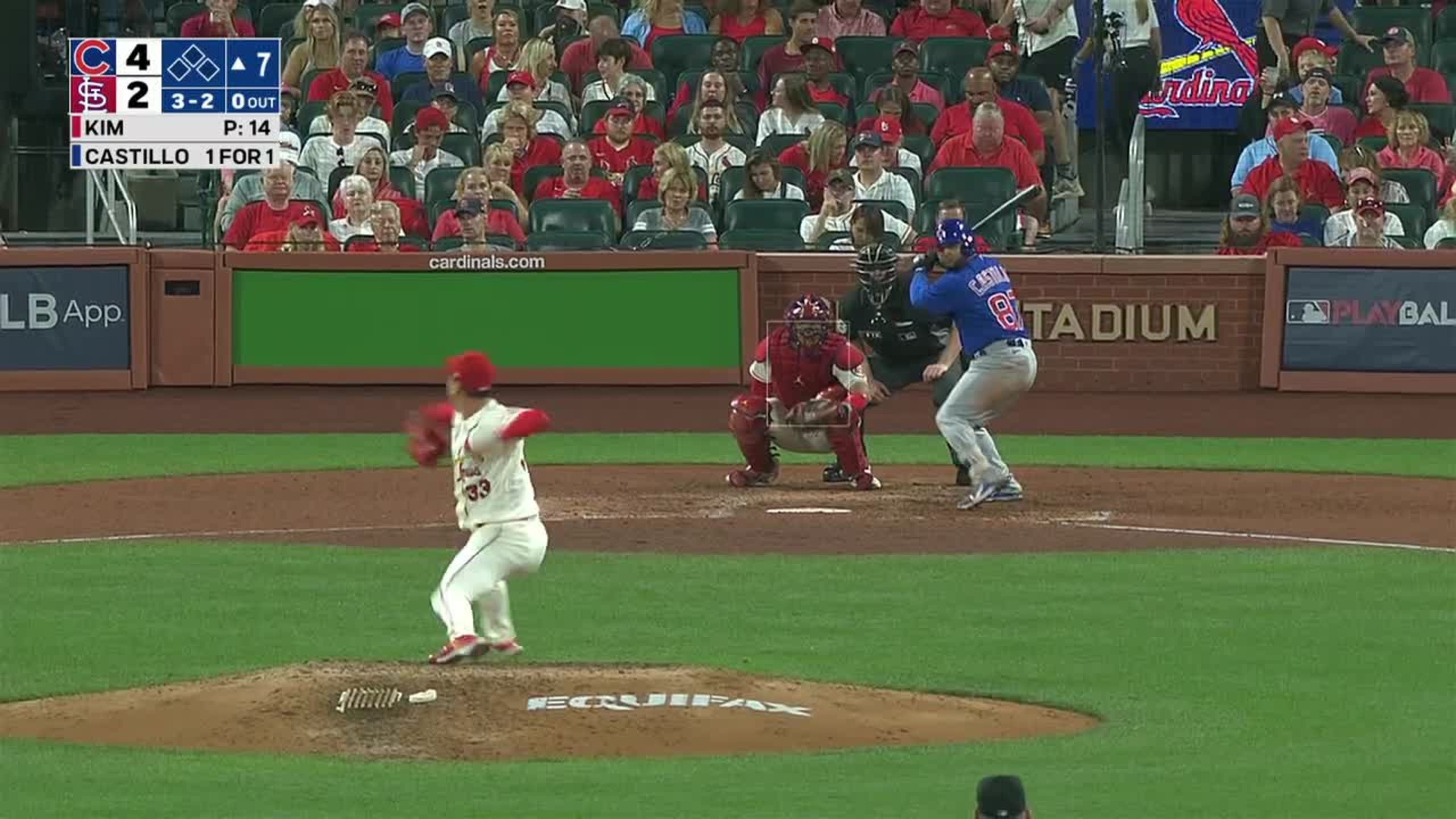 Erick Castillo flies out to right fielder Dylan Carlson.