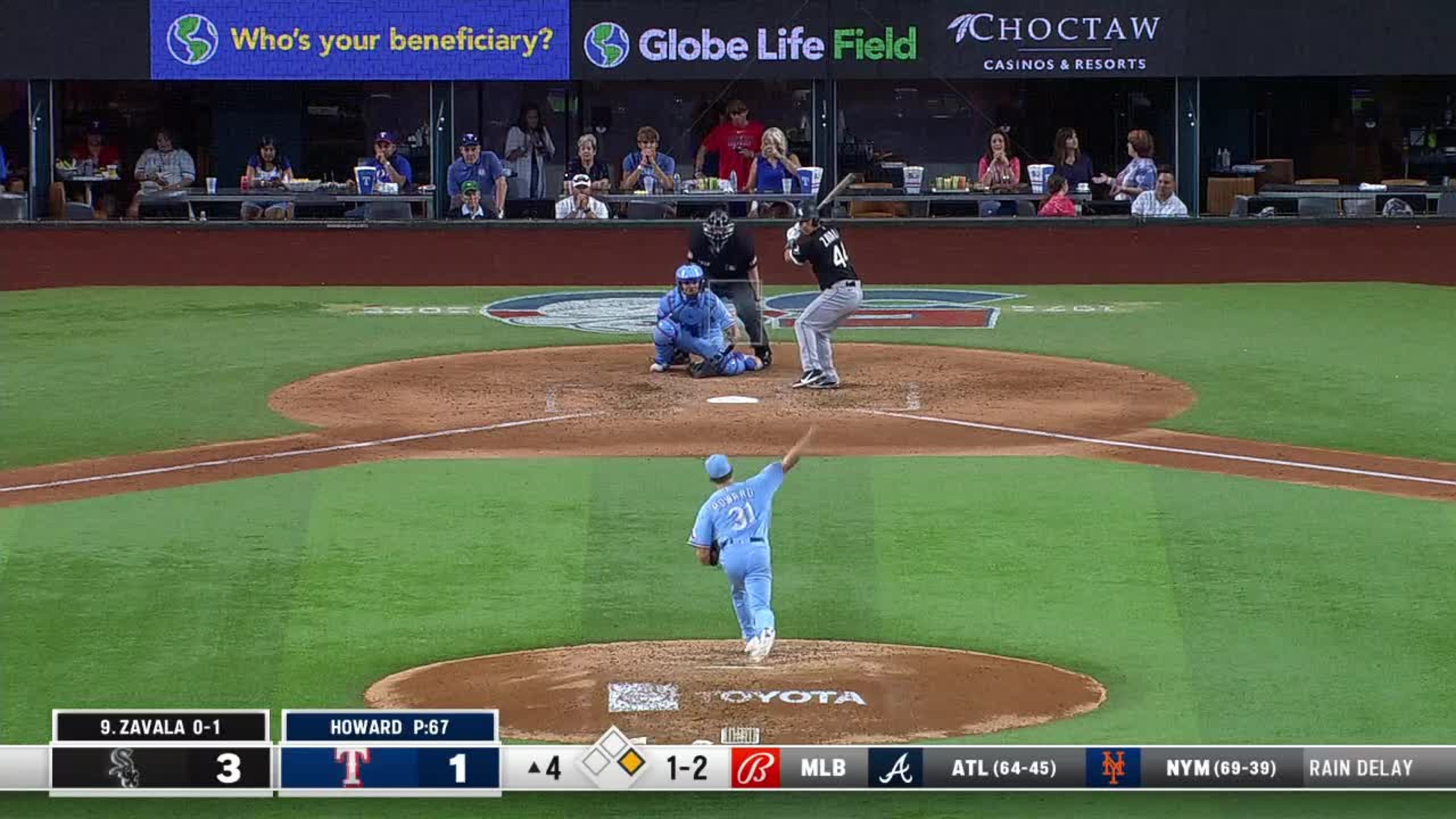 Seby Zavala strikes out on a foul tip.