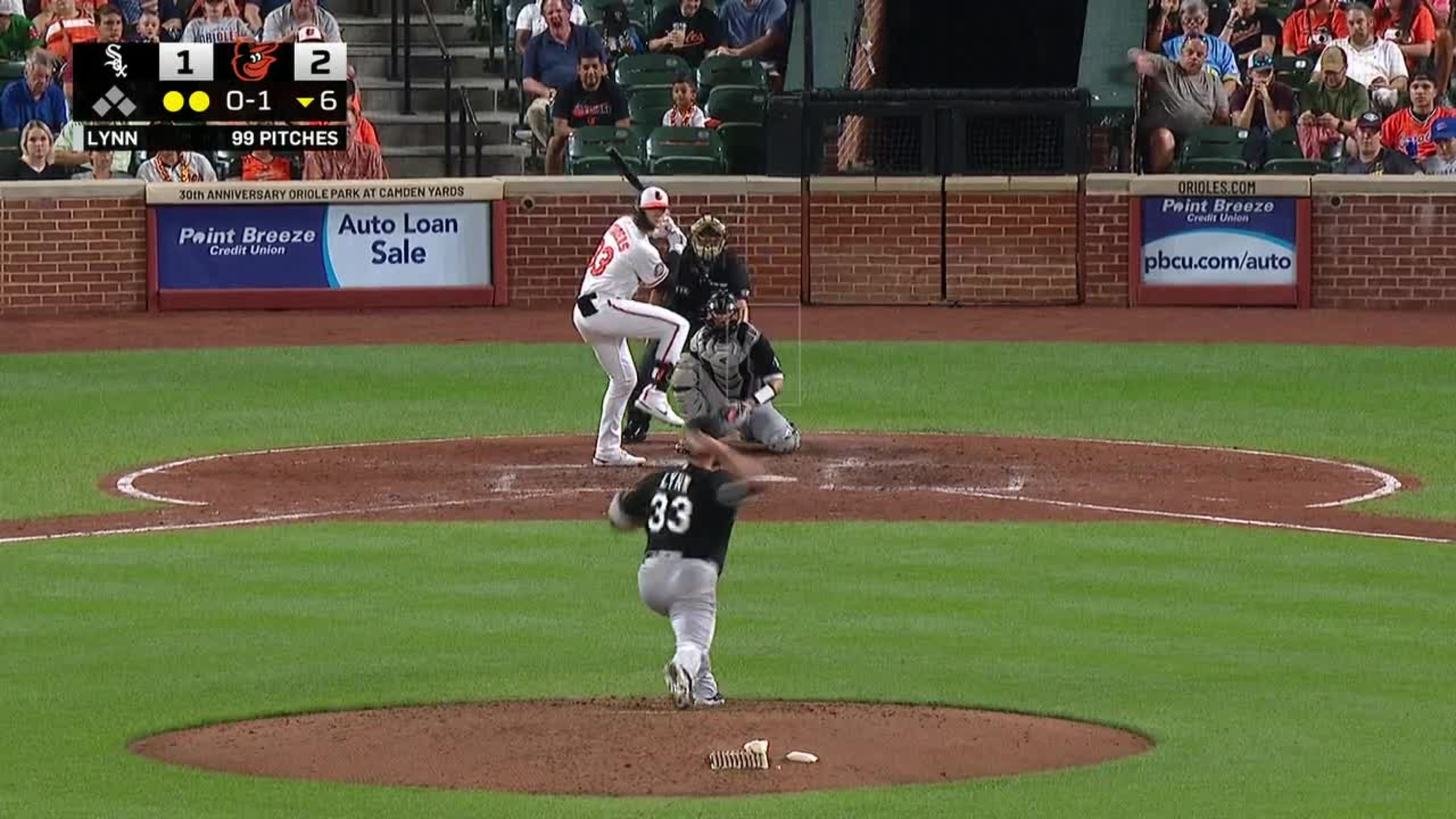 Kyle Stowers lines out softly to second baseman Romy Gonzalez.