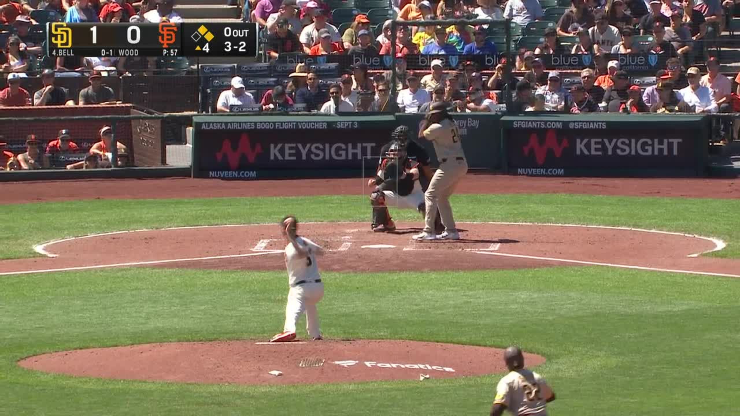 Josh Bell strikes out on a foul tip.
